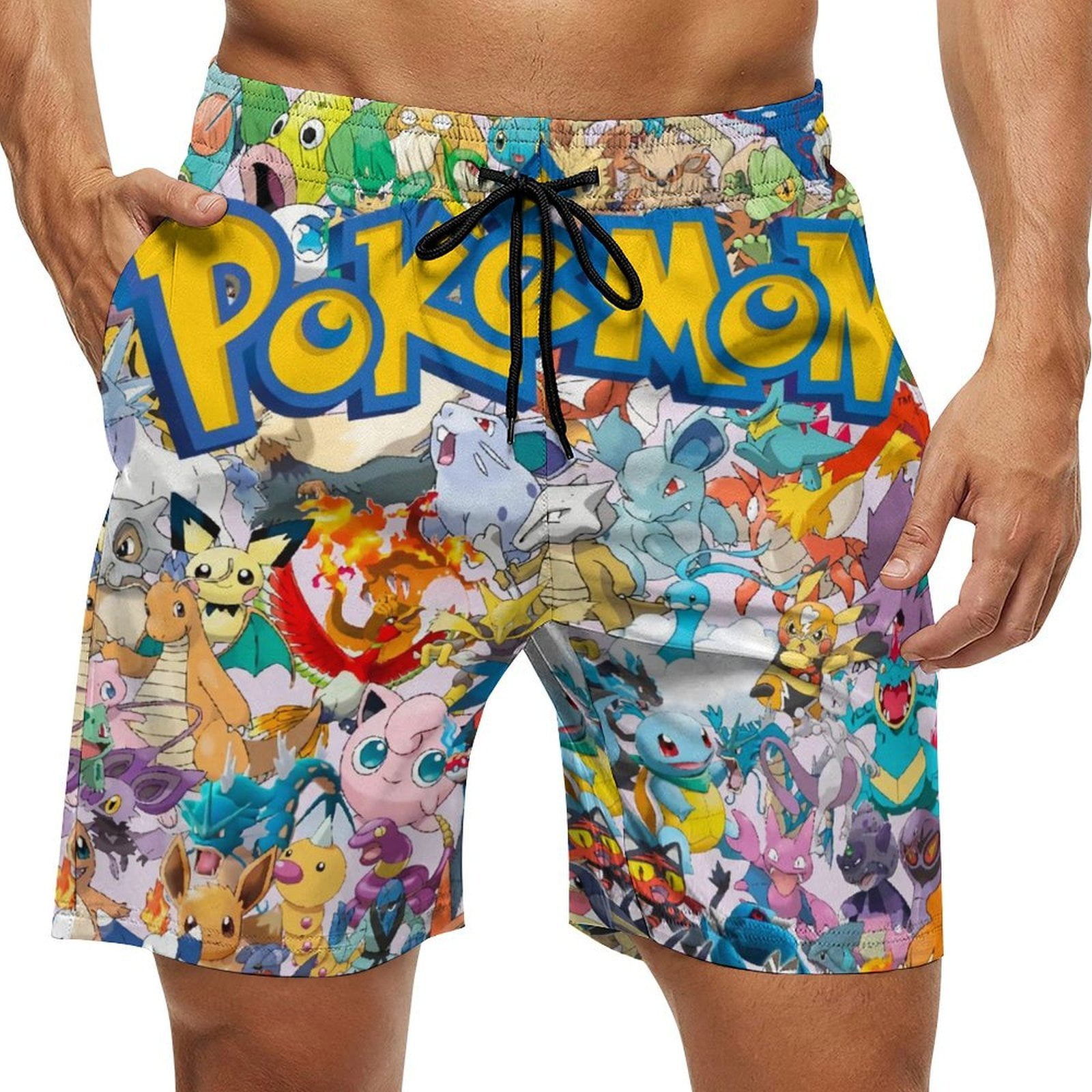 Pokemon-Pikachu Mens Swim Trunks,Quick Dry Board Shorts with Mesh ...