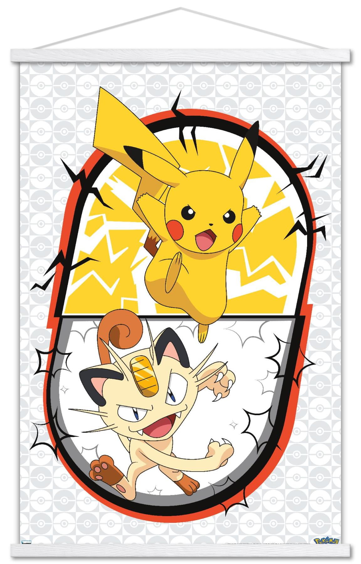 Pokemon - Pikachu Meowth Battle Wall Poster with Magnetic Frame, 22.375 ...