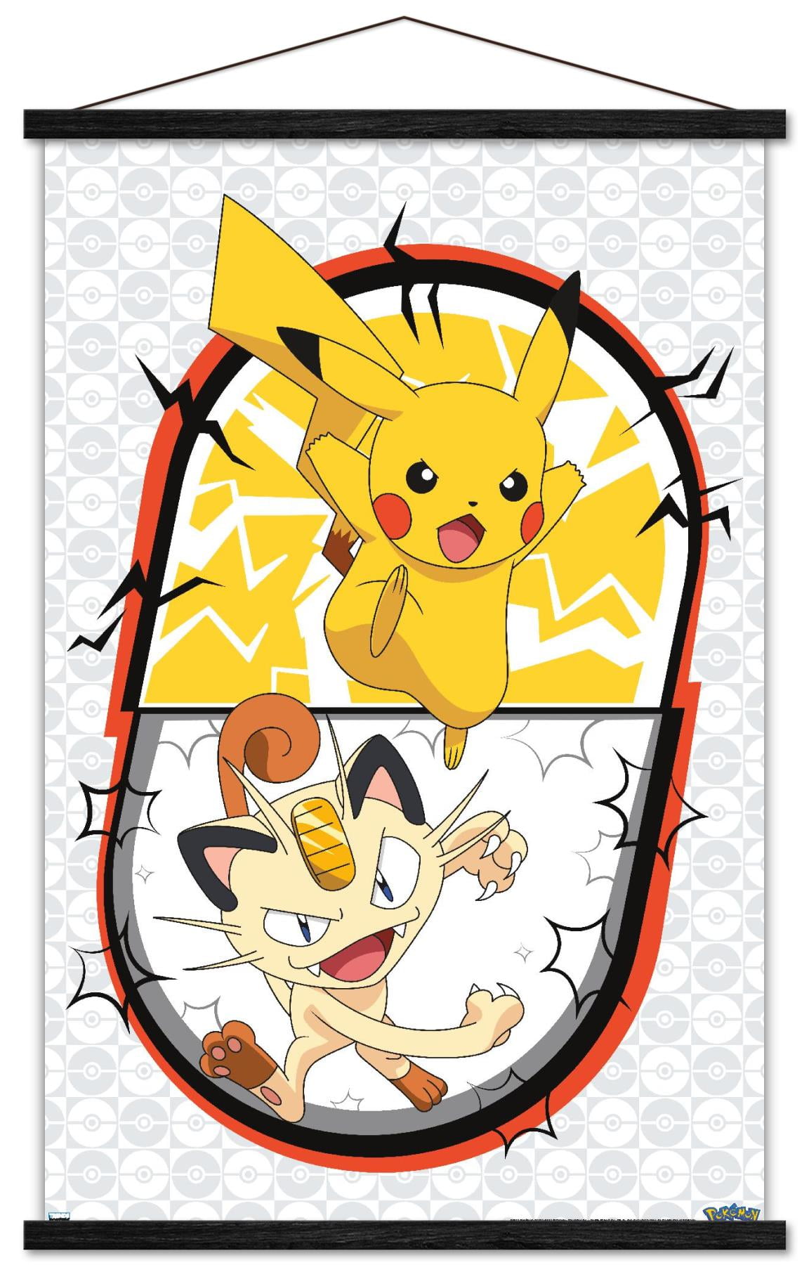 Pokemon - Pikachu Meowth Battle Wall Poster with Magnetic Frame, 22.375 ...