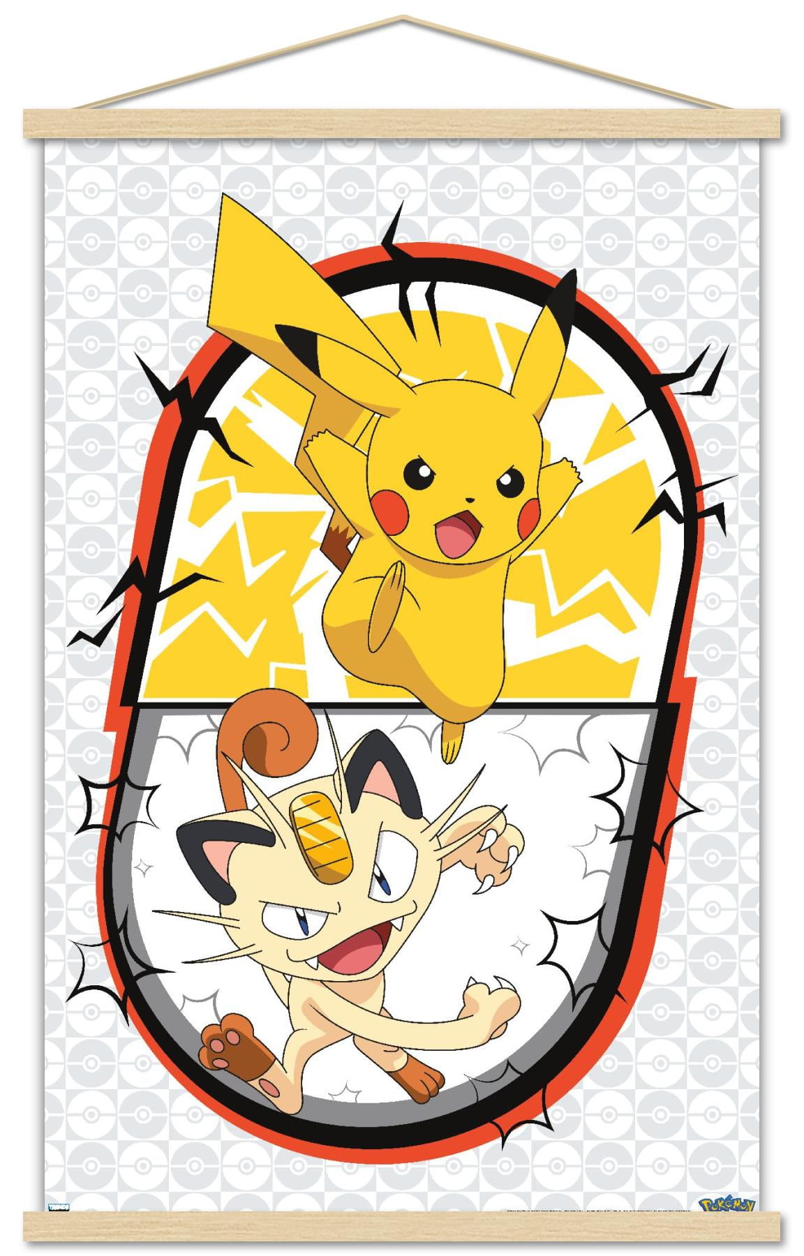 Pokemon - Pikachu Meowth Battle Wall Poster with Magnetic Frame, 22.375 ...