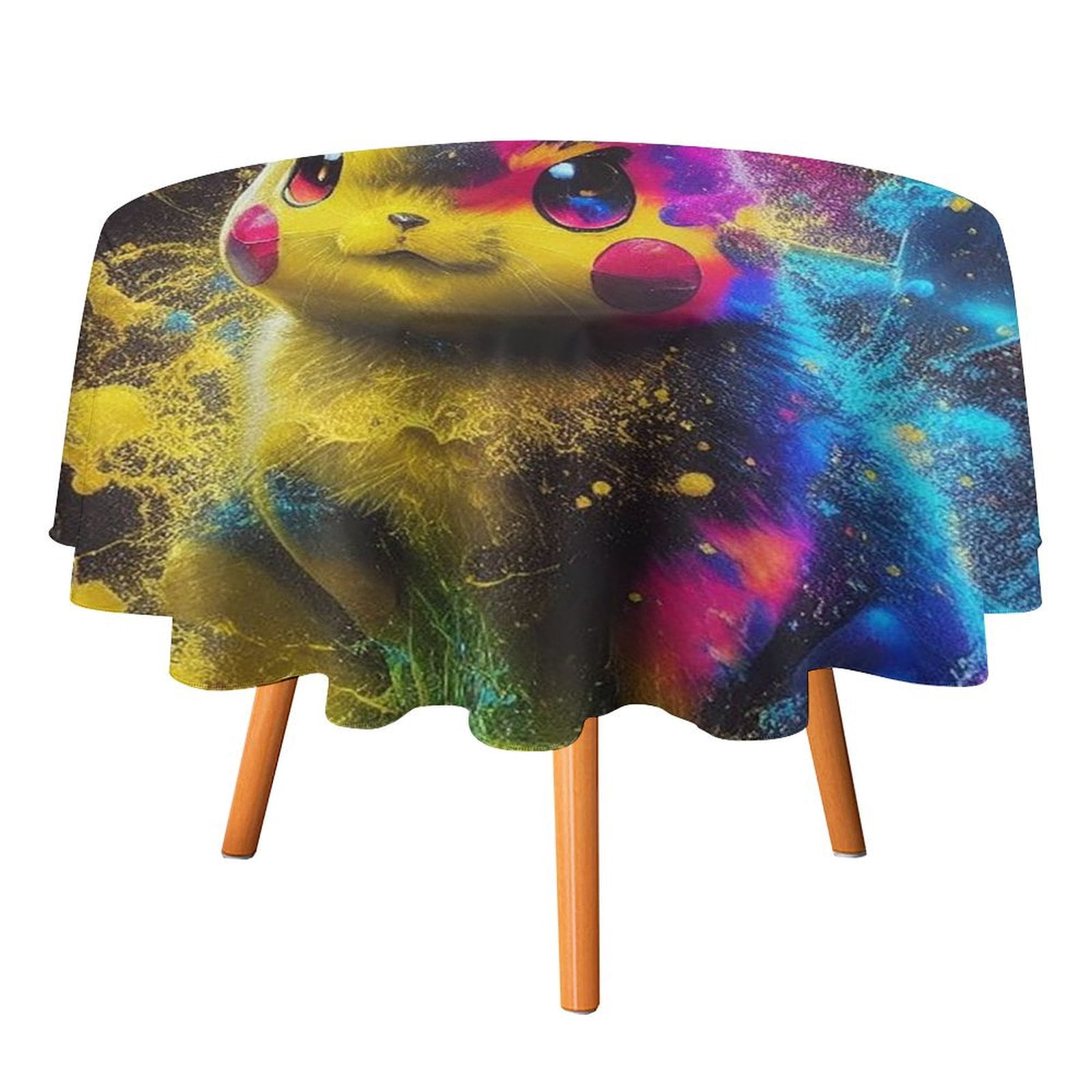 Pokemon Pikachu Table Cloth Round Tablecloth Polyester Table Circular ...