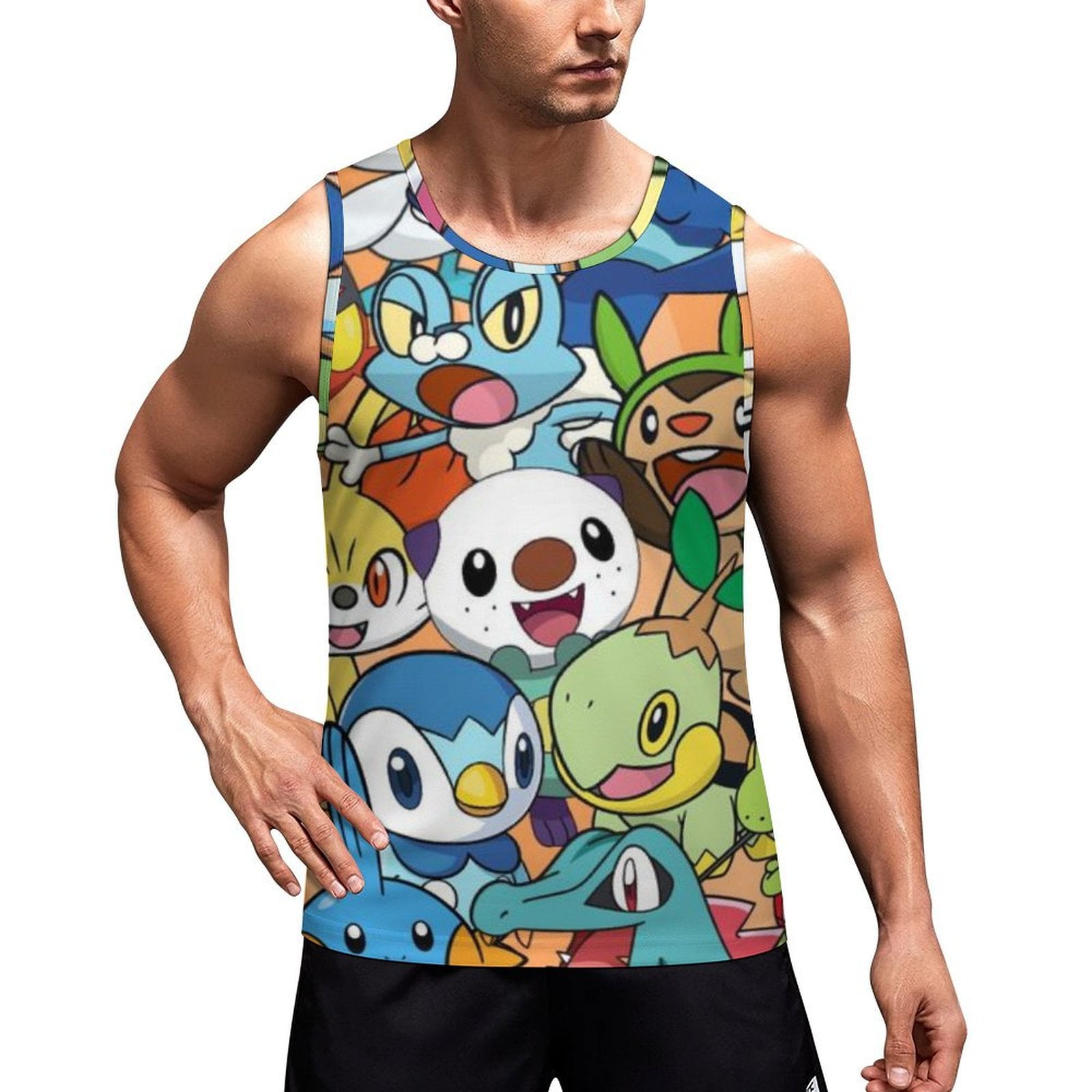 Pokemon Pikachu Tank Tops Men Summer Retro Surfin' Tank Top Sleeveless ...