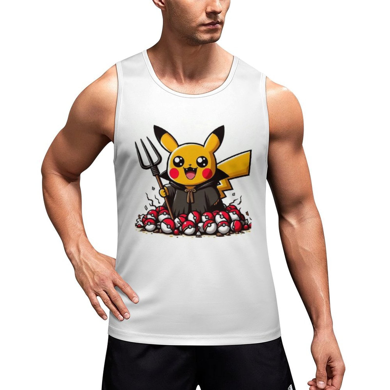 Pokemon Pikachu Tank Tops Men Summer Retro Surfin' Tank Top Sleeveless ...