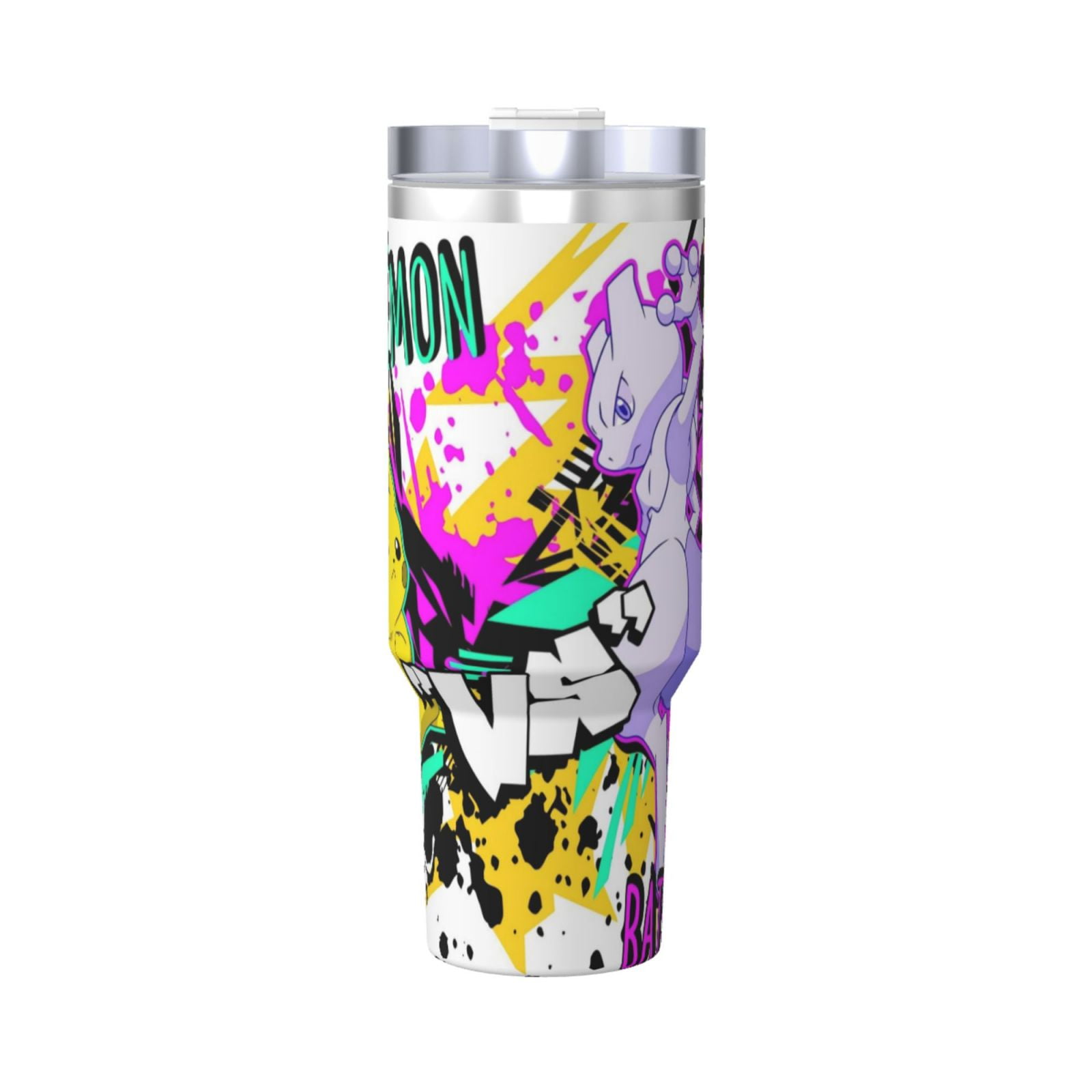 Pokemon - Pikachu Vs. Mewtwo 40 oz Tumbler with Handle and Straw Lid ...
