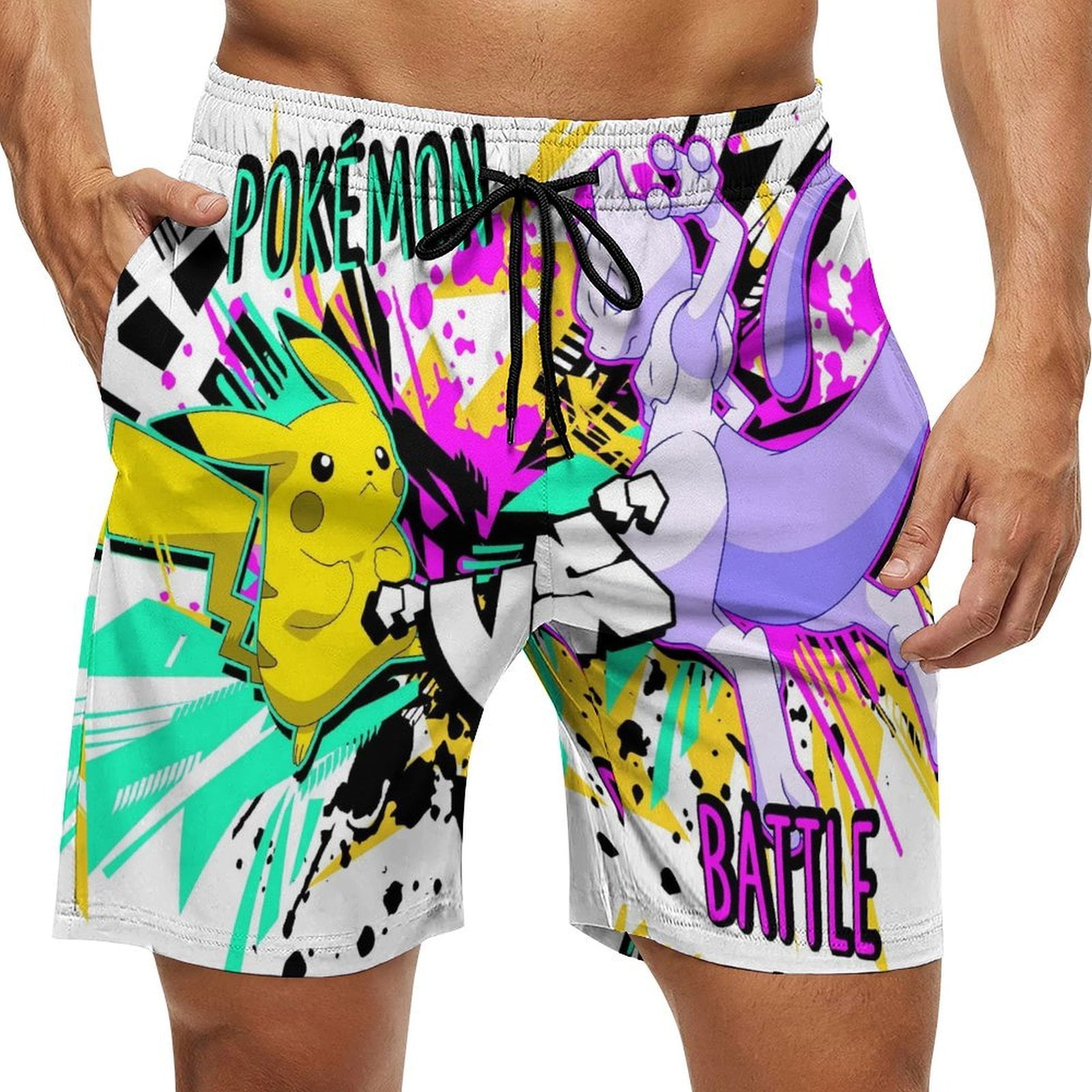 Pokemon - Pikachu Vs. Mewtwo Men's Swim Trunks Quick Dry Bathing Suit ...