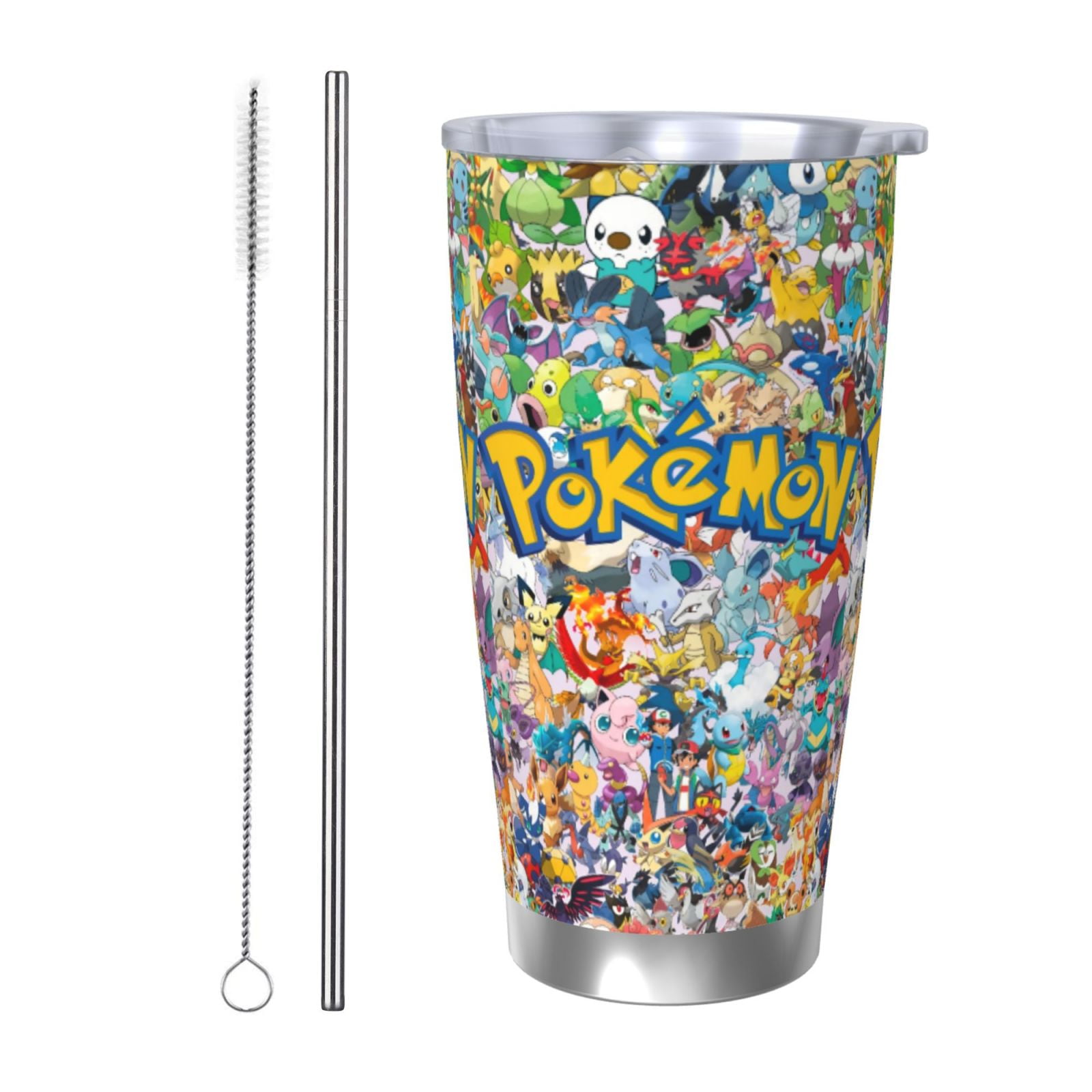 Pokemon-Pikachu Water Bottle,Travel Coffee Mug Tumbler with Flip Lid ...