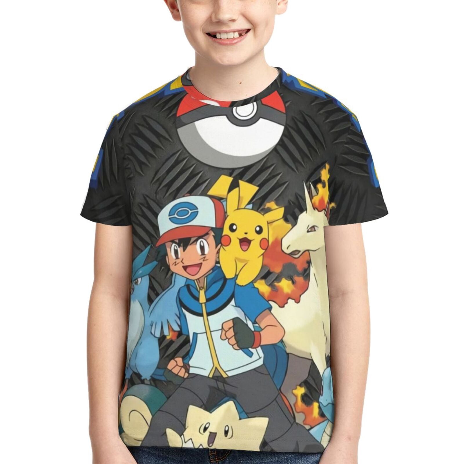 Pokemon-Pikachu Youth Shirt,Athletic Short Sleeve Tees Kids Casual ...