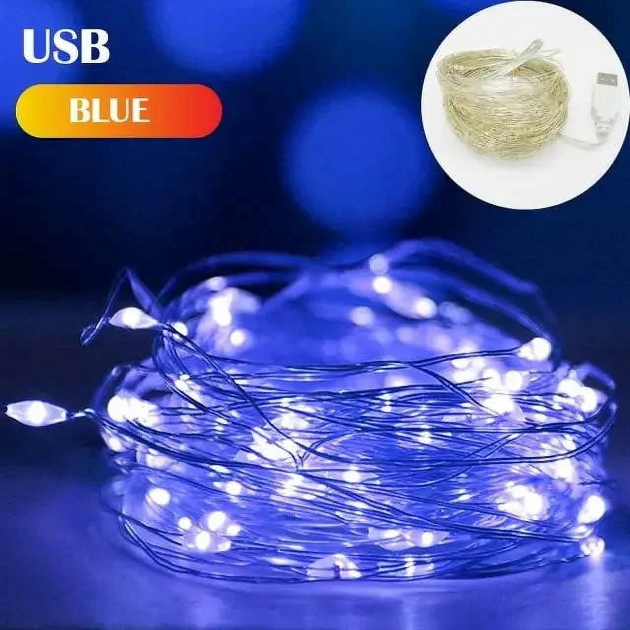 5-Color LED Outdoor Fairy String Lights - Battery-Powered Copper Wire ...