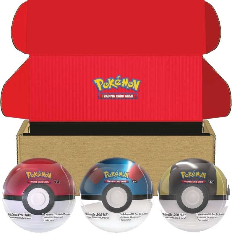 Pokemon Poke Ball, Great Ball, Ultra Ball Pokeball Tin Bundle Set (3 ...