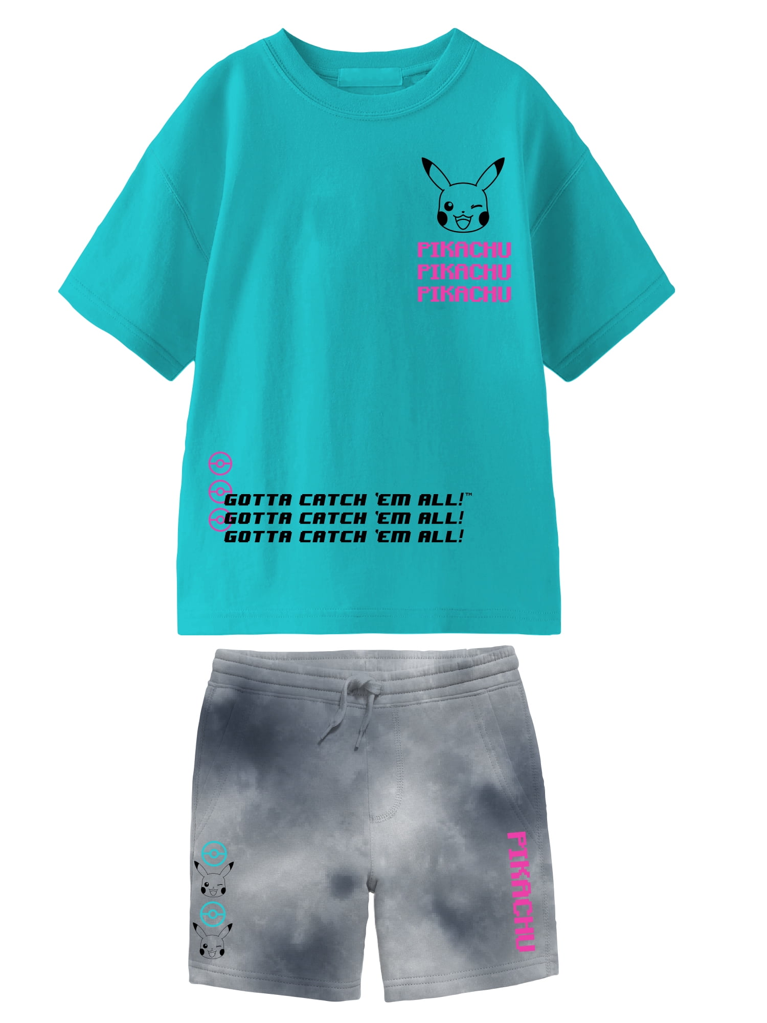 Pokemon Poke Digi Repeat, Boys Short Sleeve T-Shirt and Shorts Set ...