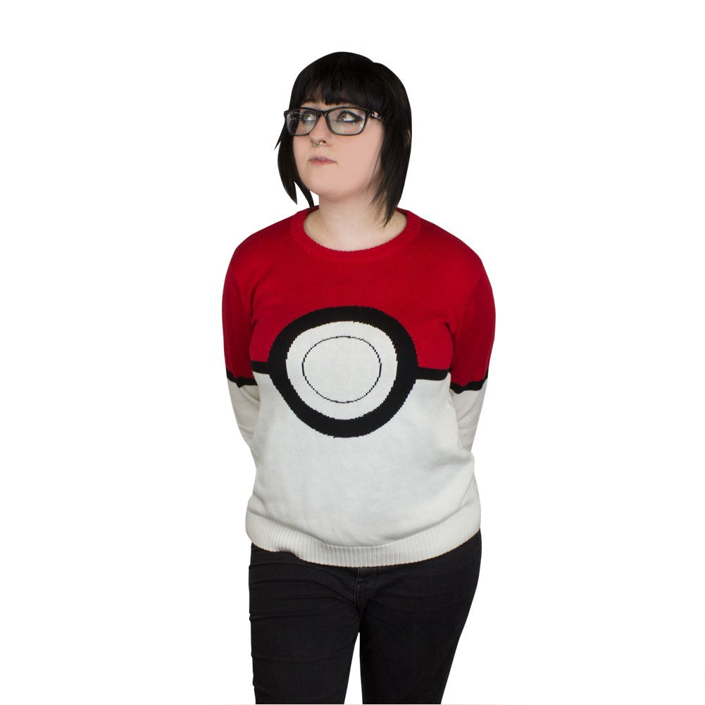 Pokemon Pokeball Womens Knitted Sweater Anime Poke Ball Pikachu Knit ...