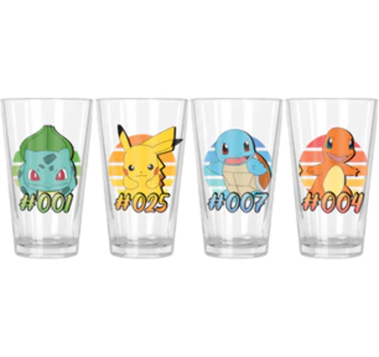 Pokemon: Pokemon Starter Gradients 16oz Pint Glass Set (4 Pack ...