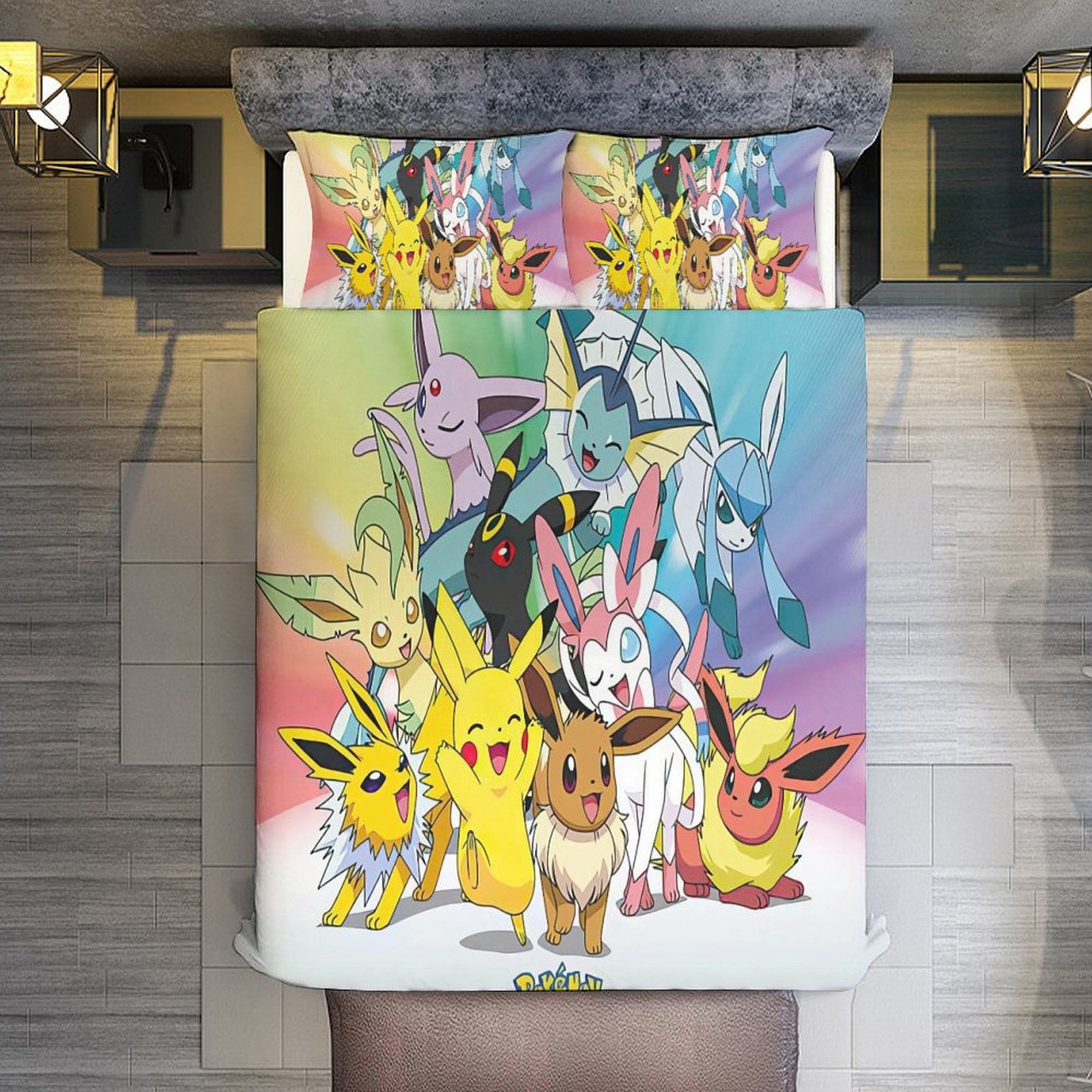 Pokemon Print Set with 2 Pillowcases for All Seasons,Bedding Set 3pcs ...