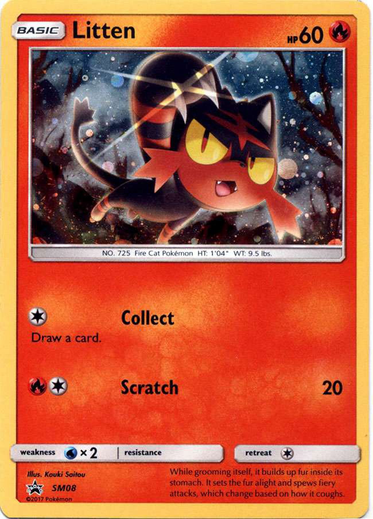 Pokemon Promo Holo Rare Litten SM08 - Walmart.com