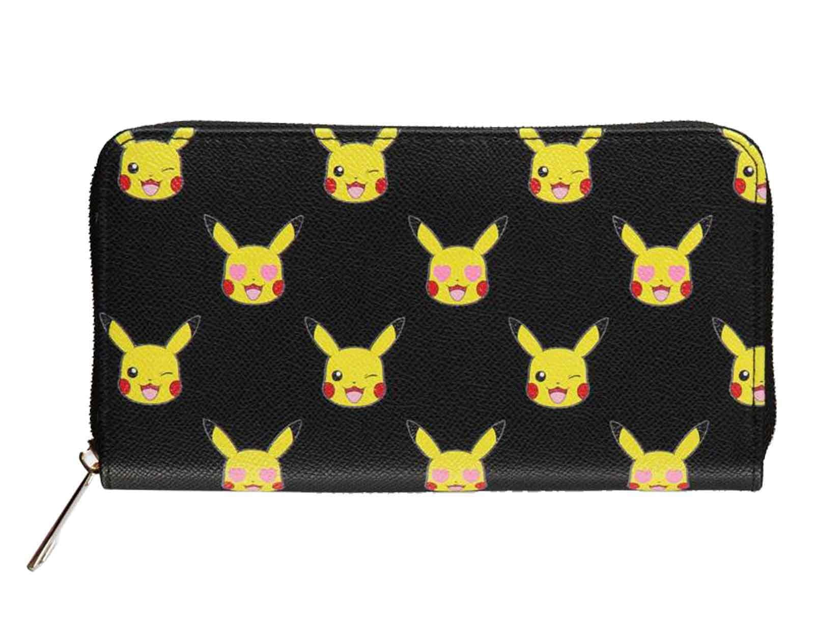 Pokemon Purse Pikachu Face all over print new Official Black Zip Around ...