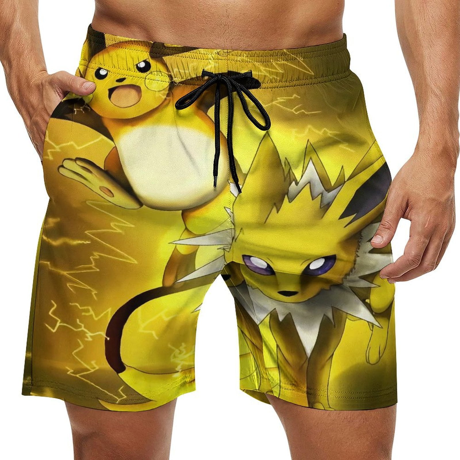 Pokemon Raychu And Jolteon Mens Swim Trunks with Compression Liner ...