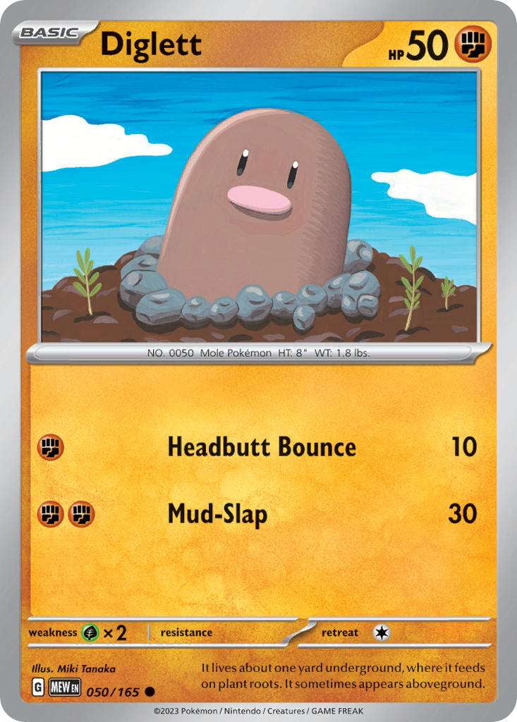 Pokemon Scarlet & Violet 151 Common Diglett #50 - Walmart.com