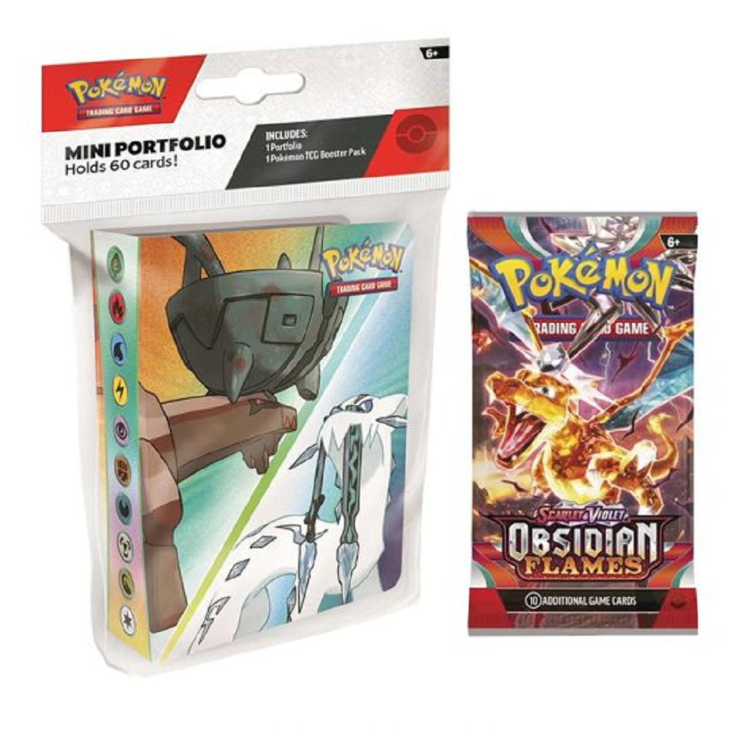 Walmart Pokemon TCG: Scarlet & Violet Obsidian Flames Mini Portfolio + 1 Booster Pack, 2 Player ...