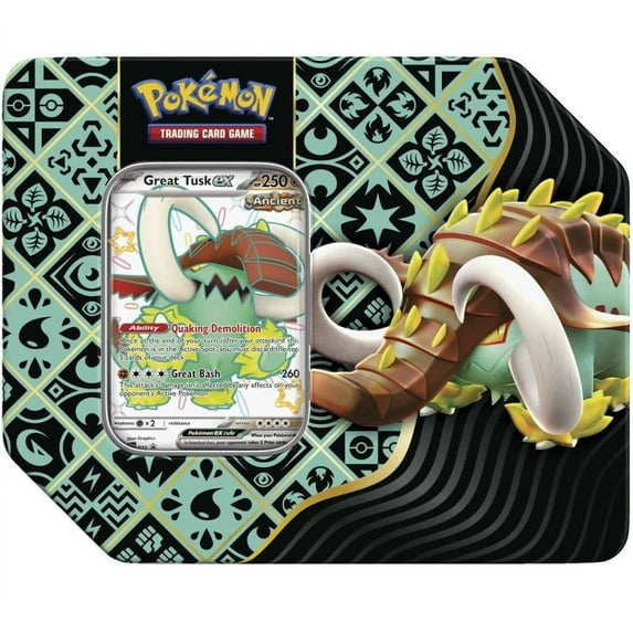 Pokemon Scarlet & Violet Paldean Fates Shiny Great Tusk ex Tin Set (5 ...