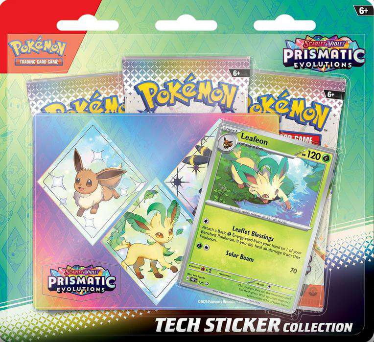 Pokemon Scarlet & Violet Prismatic Evolutions Leafeon Tech Sticker ...