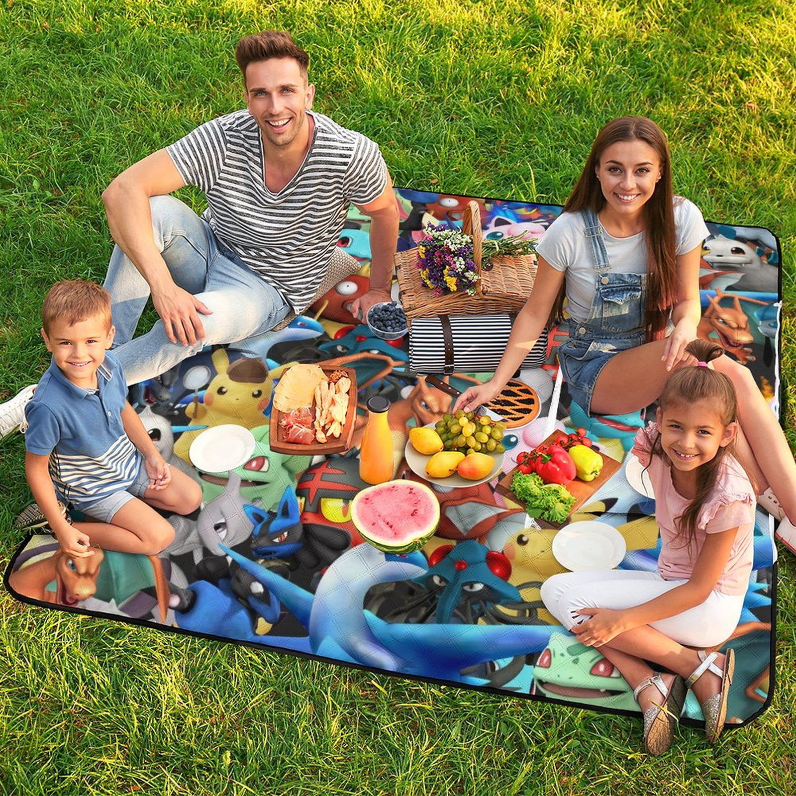 Pokemon Seamless Cartoon Extra Large Picnic Blanket Waterproof,59"x 59 ...