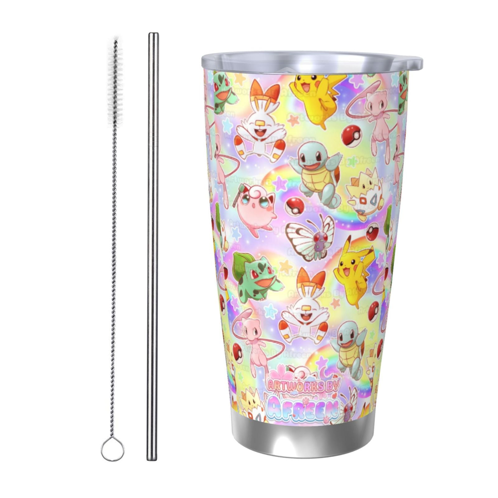 Pokemon Seamless Pattern Insulated Tumblers with Lid,20 oz Travel ...
