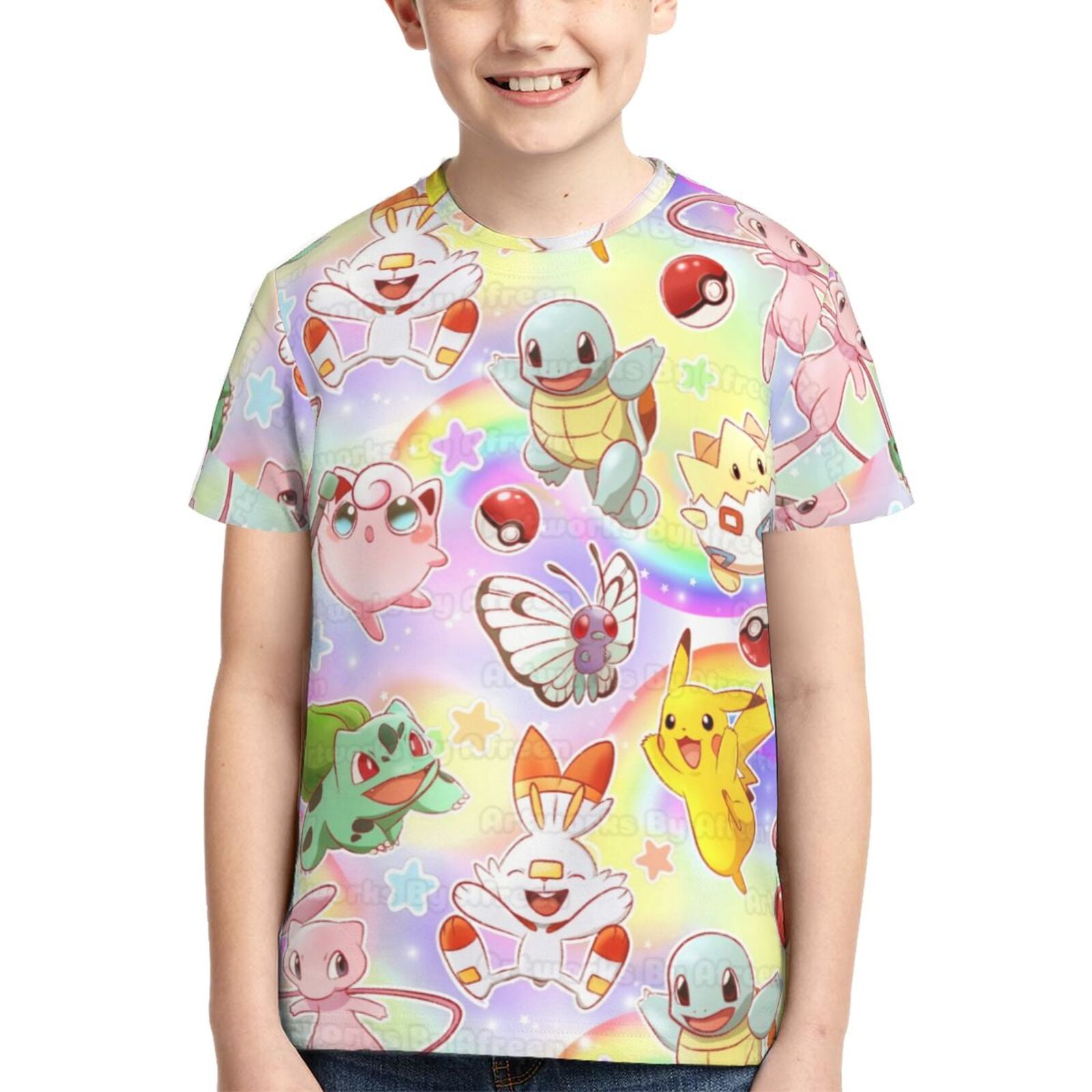 Pokemon Seamless Pattern Youth Shirt,Athletic Short Sleeve Tees Kids ...