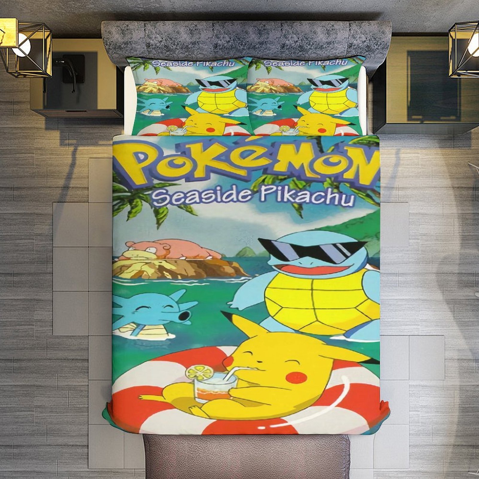 Pokemon Seaside Pikachu Vol Duvet Cover,Queen Sheet Set,Bed Sheet Set ...