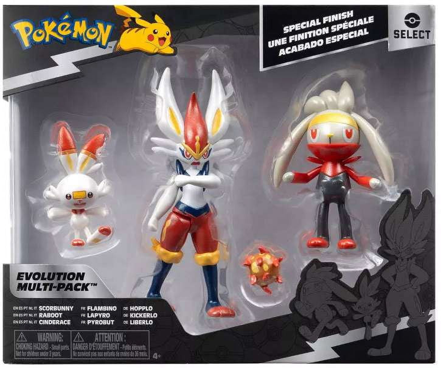 Jazwares Pokemon Select Scorbunny (2"), Flambino (3") Hopplo (4.5 ...