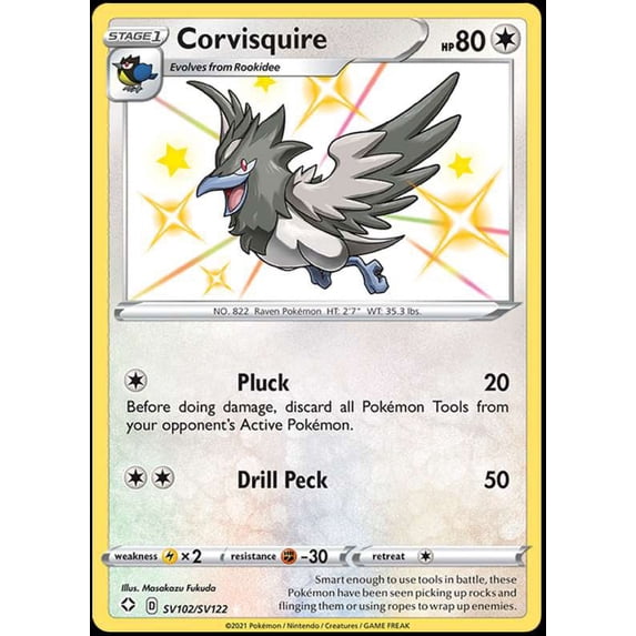 Pokemon Shining Fates Shiny Rare Corvisquire SV102 - Walmart.com