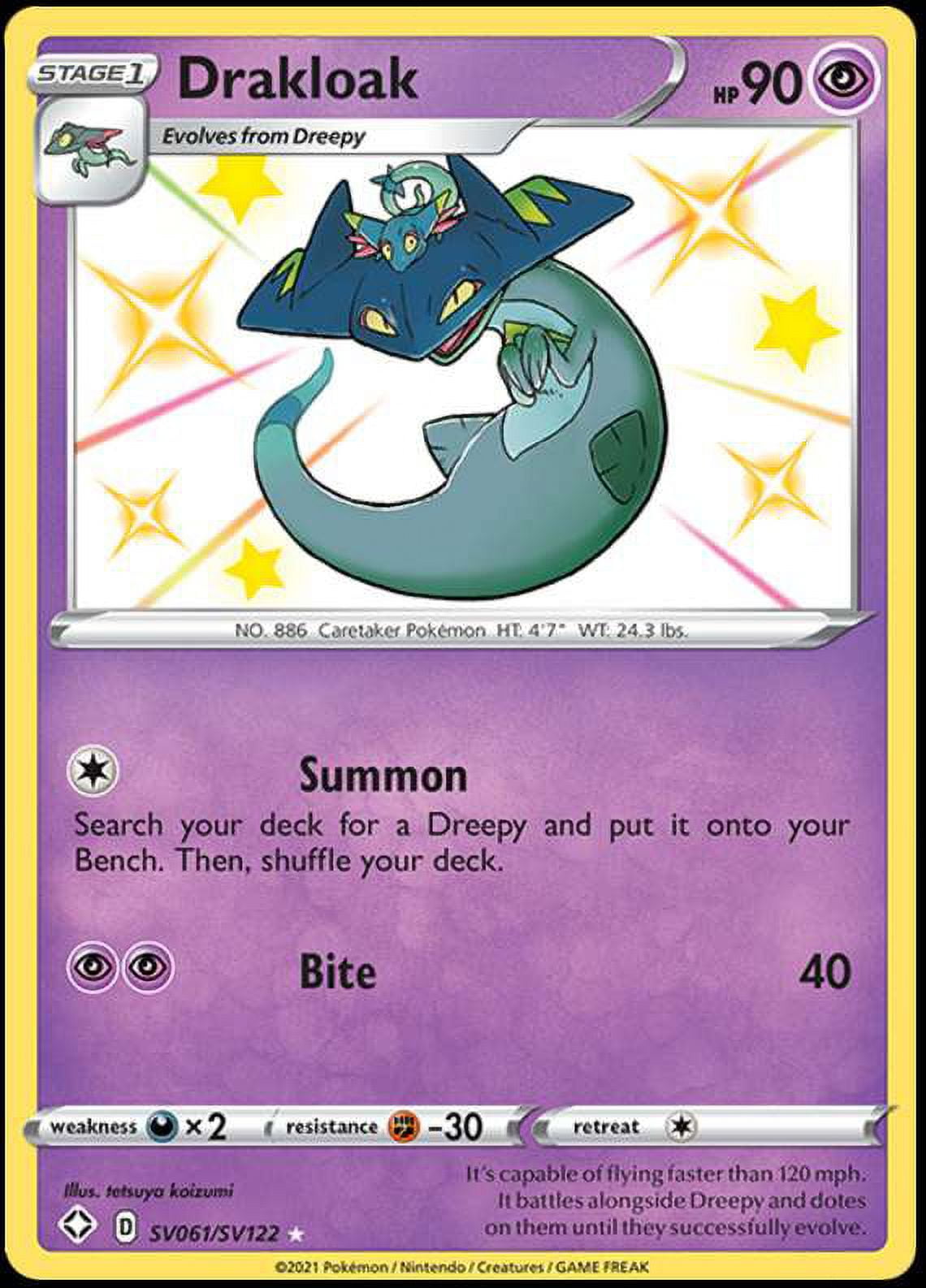 Pokemon Shining Fates Shiny Rare Drakloak SV061 - Walmart.com