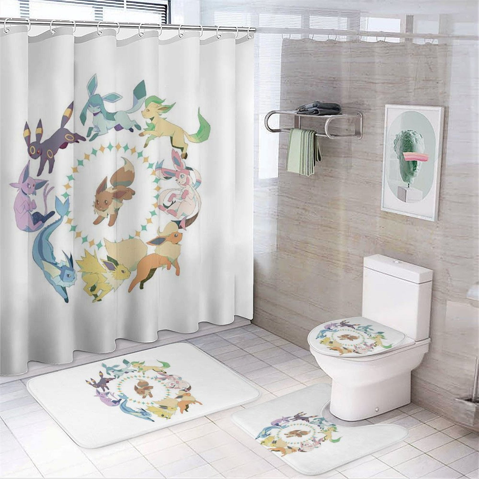 Pokemon Shower Curtain Sets Cartoon Anime for Boys Grils Gift - Walmart.com