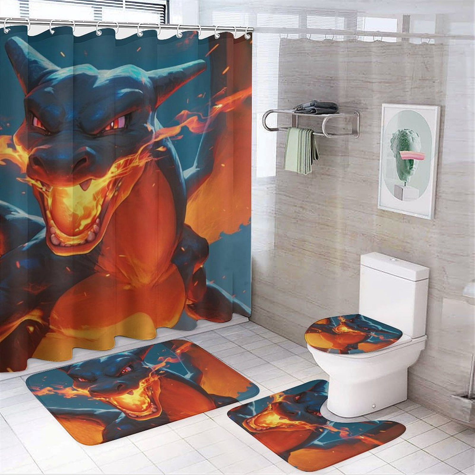 Pokemon Shower Curtain Sets Cartoon Anime for Boys Grils Gift - Walmart.com