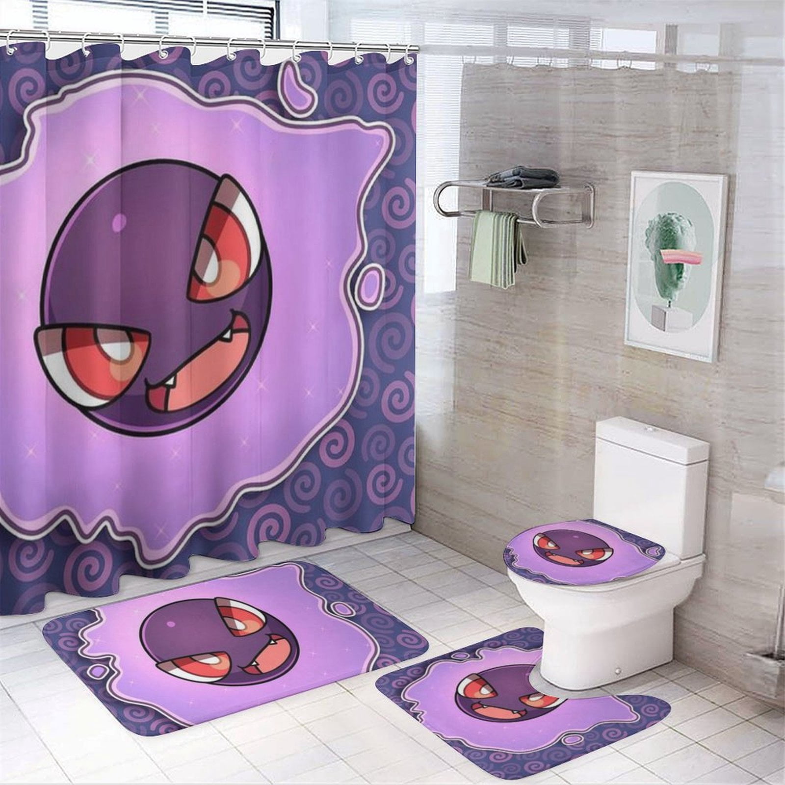 Pokemon Shower Curtain Sets Cartoon Anime for Boys Grils Gift - Walmart.com