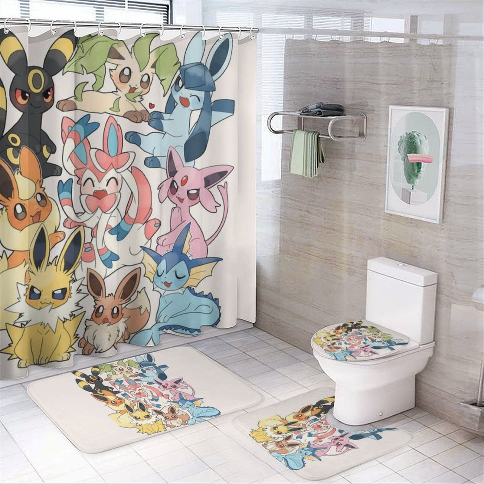 Pokemon Shower Curtain Sets Cartoon Anime for Boys Grils Gift - Walmart.com
