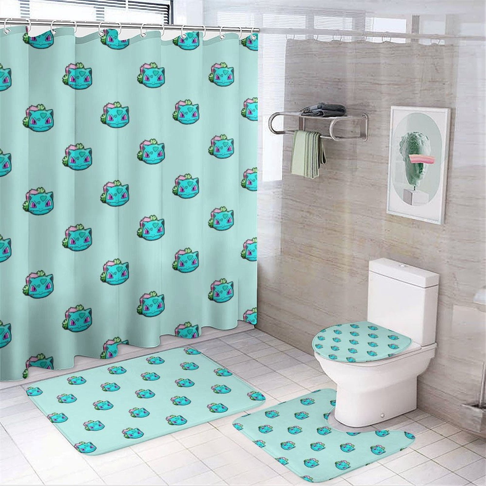 Pokemon Shower Curtain Sets Cartoon Anime for Boys Grils Gift - Walmart.com