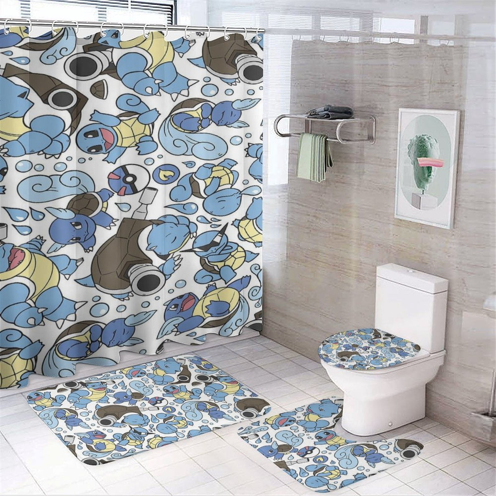 Pokemon Shower Curtain Sets Cartoon Anime for Boys Grils Gift - Walmart.com