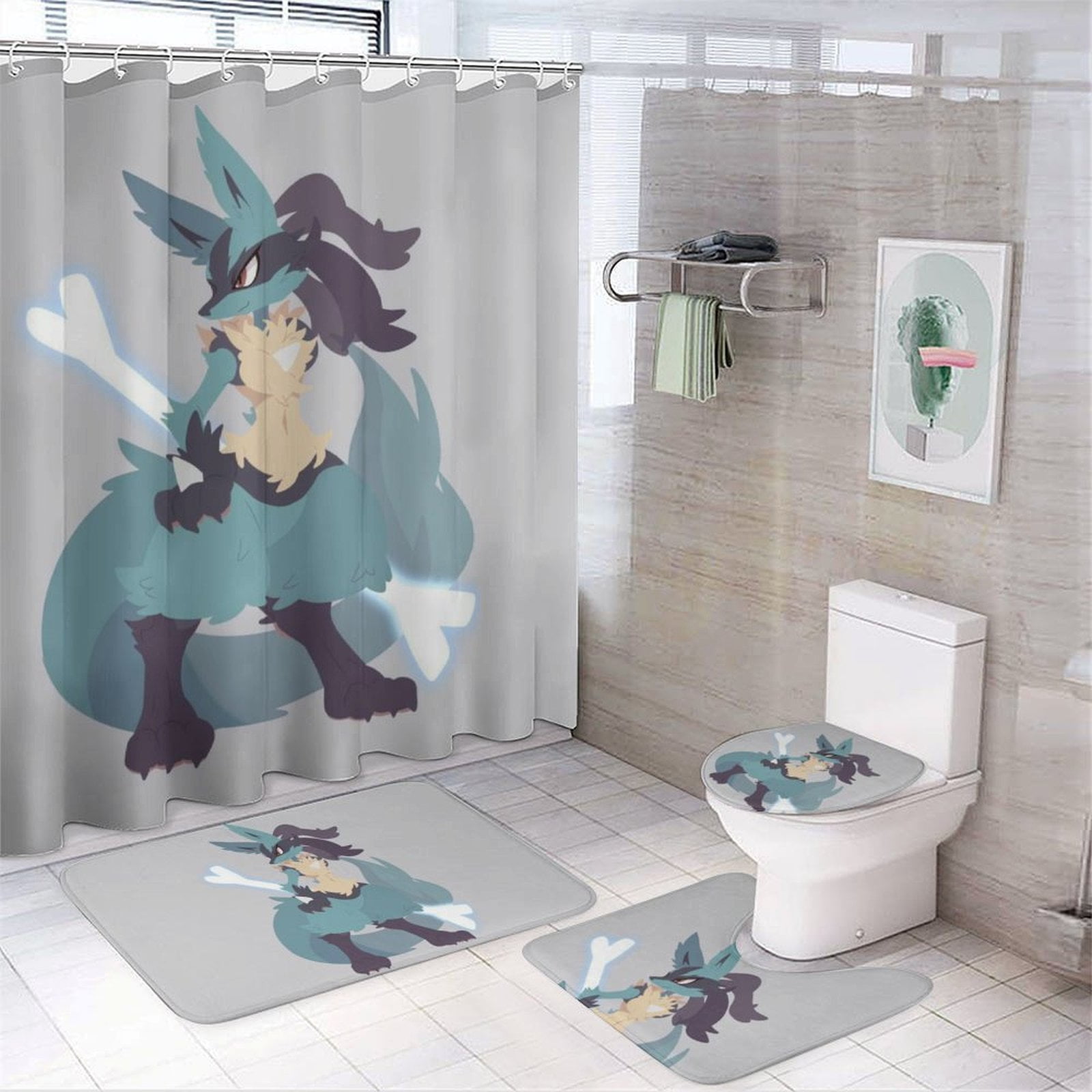 Pokemon Shower Curtain Sets Cartoon Anime for Boys Grils Gift - Walmart.com