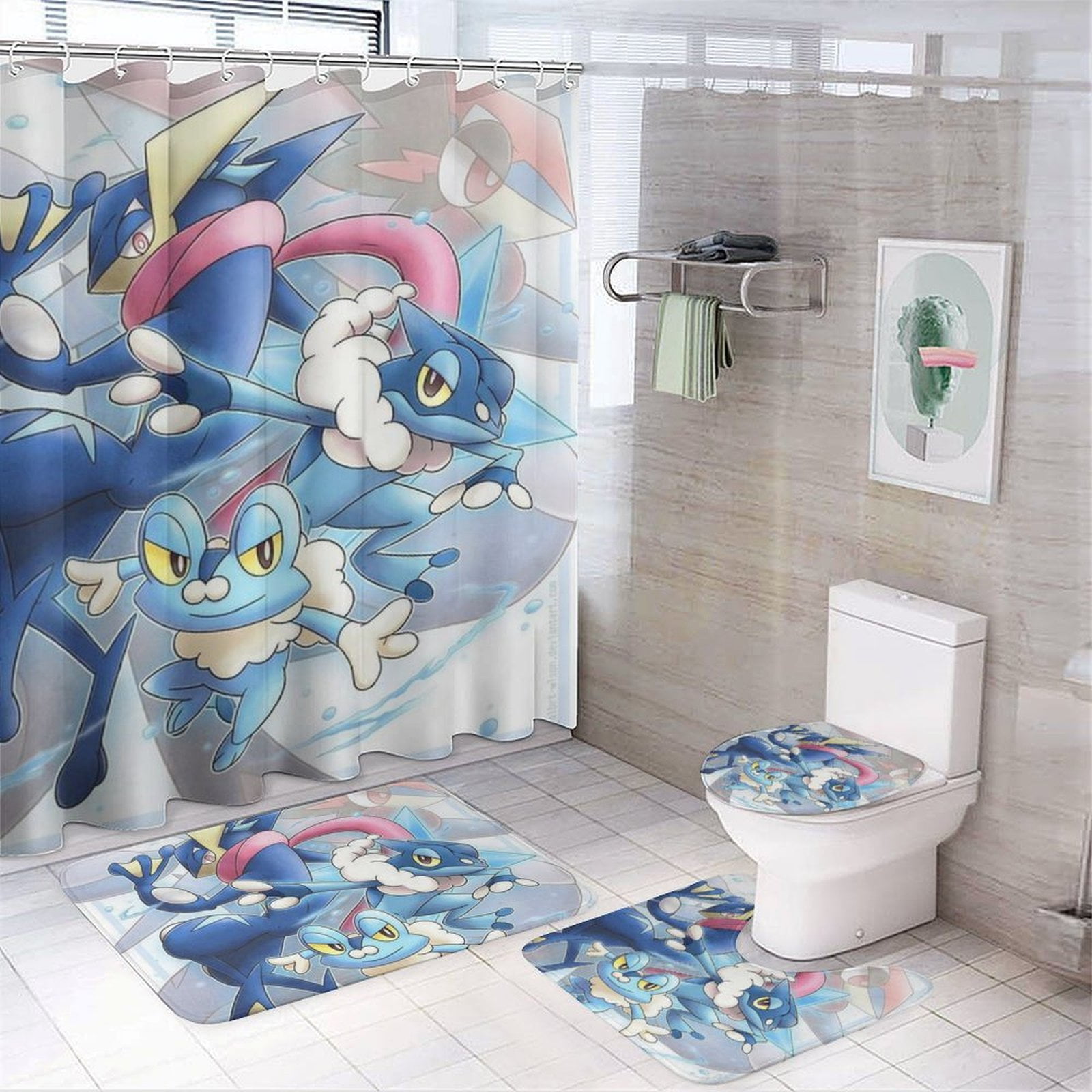Pokemon Shower Curtain Sets Cartoon Anime for Boys Grils Gift - Walmart.com