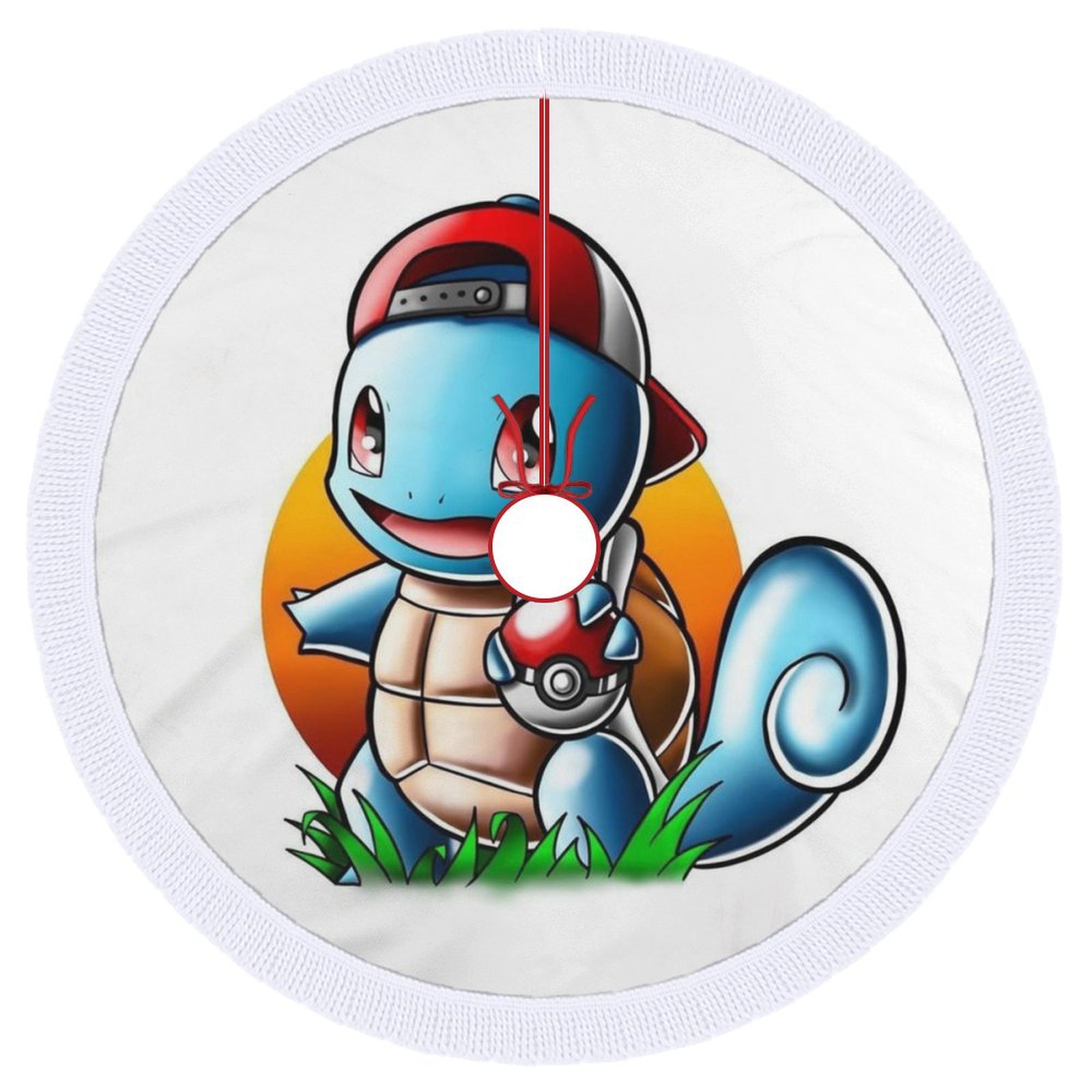 Pokemon Squirtle Christmas tree skirt Christmas tree mat with fringe ...