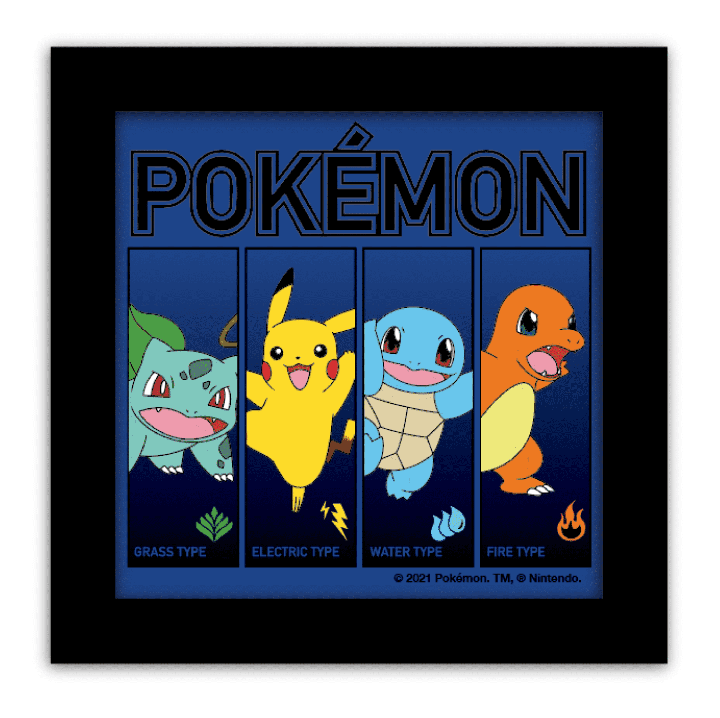 Pokemon Starter Binding Types Gel Coat 6" x 6" Framed MDF Modern Wall ...