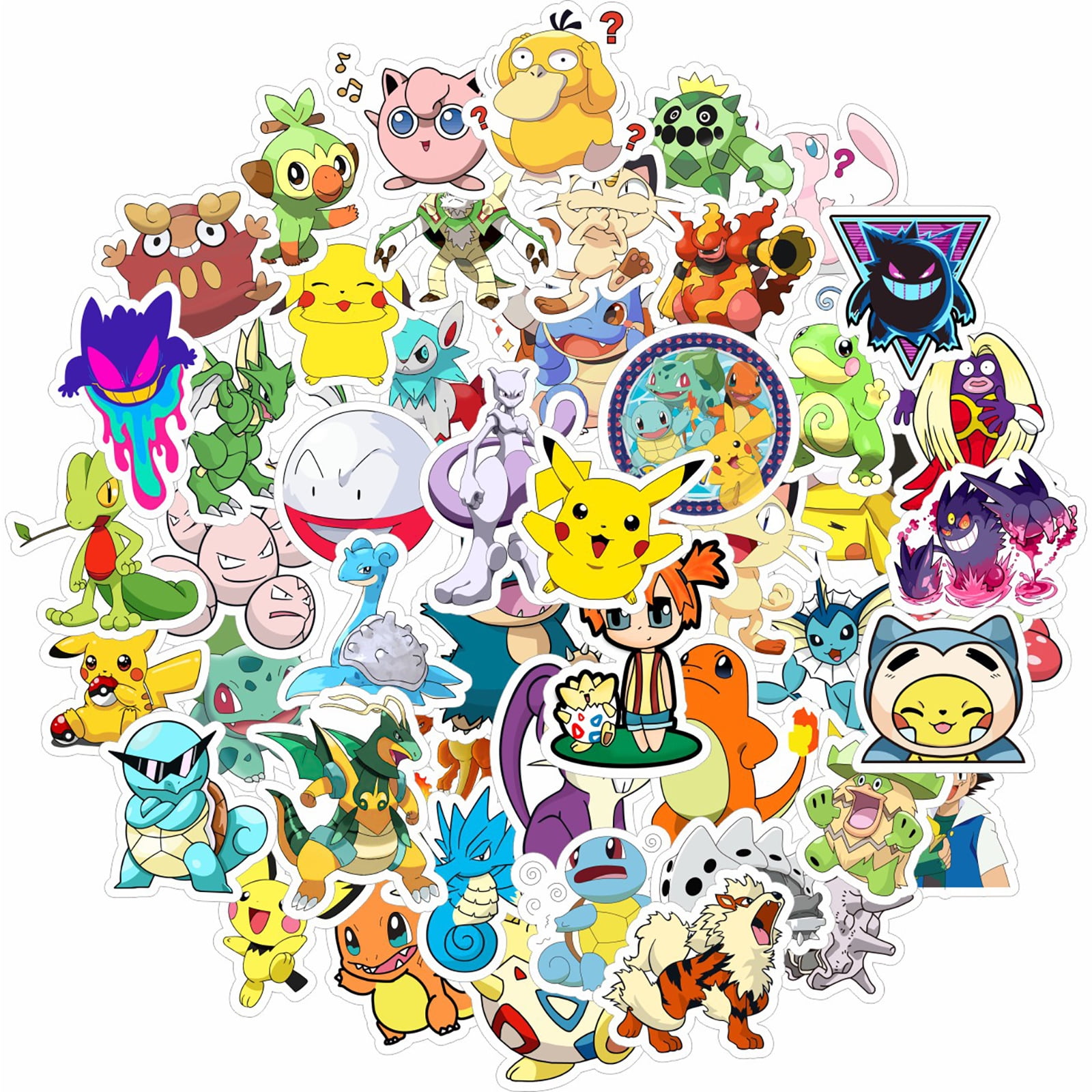 Pokemon Stickers Pack 50PCS Cute Cartoon Stickers Water Bottle Stickers ...