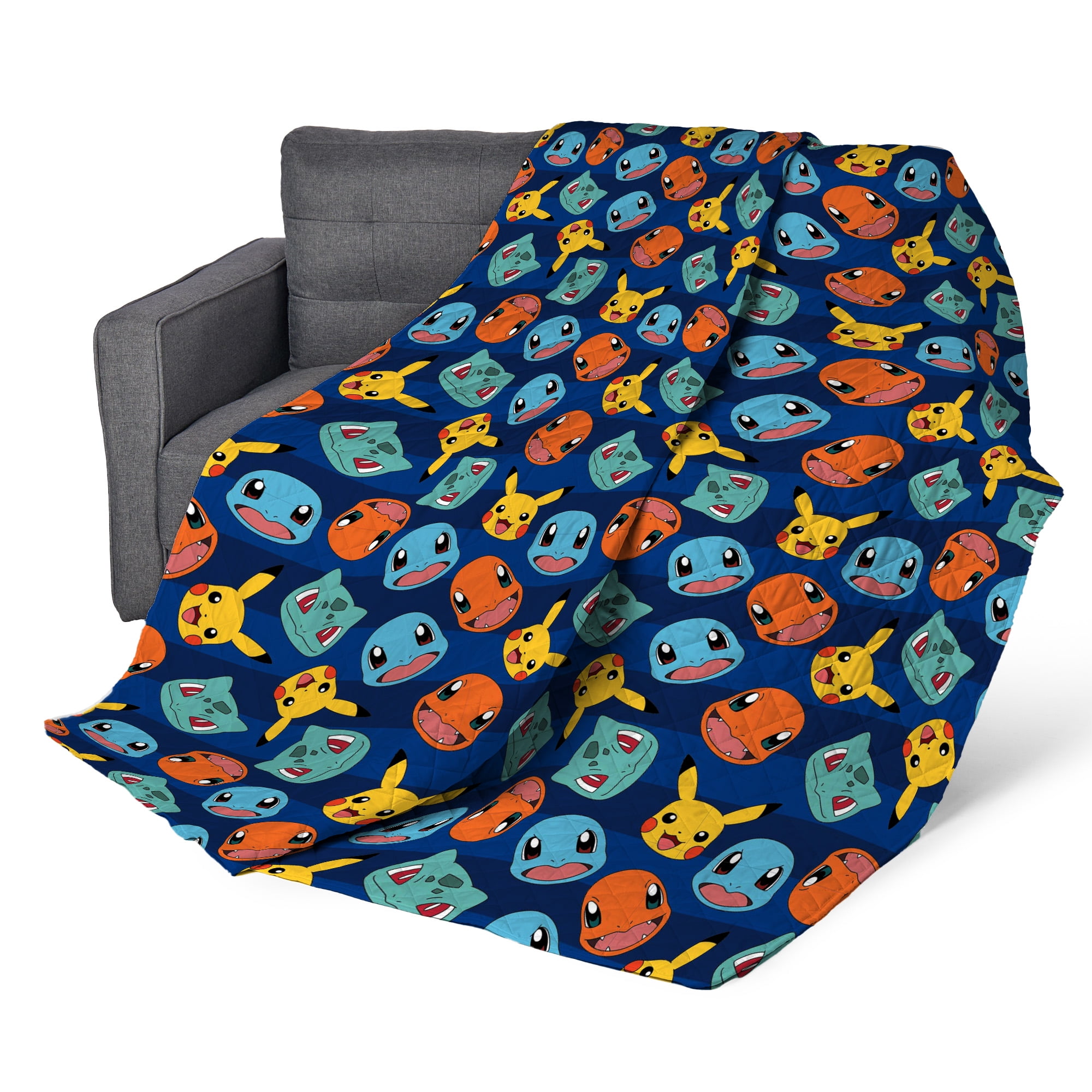 Pokemon Striped Favorites Full/Queen Quilted Blanket 90x90 inches ...
