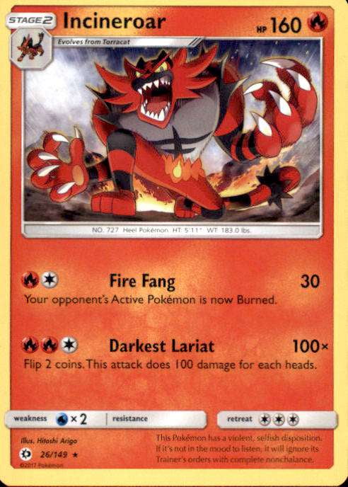 Pokemon Sun & Moon Base Set Rare Incineroar #26 - Walmart.com