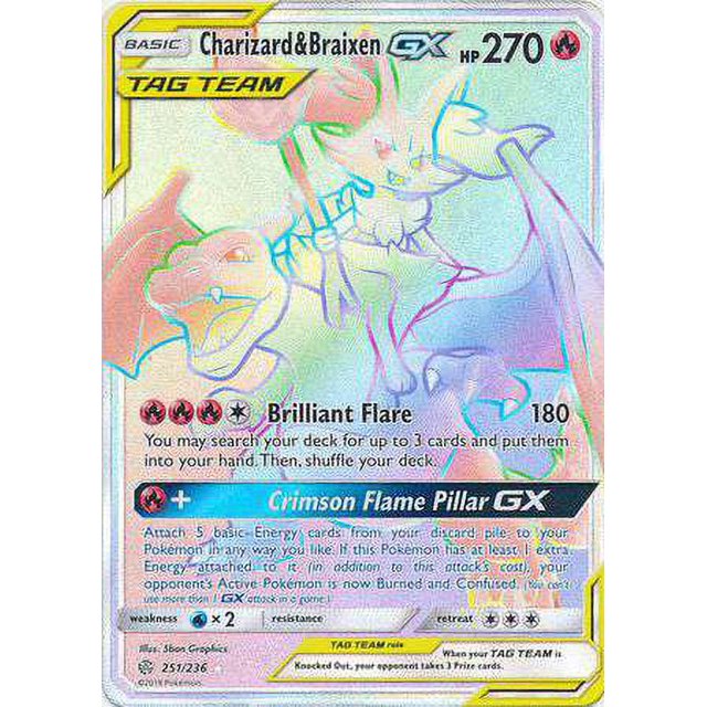 Pokemon Sun & Moon Cosmic Eclipse Hyper Rare Charizard & Braixen GX #251 - Walmart.com
