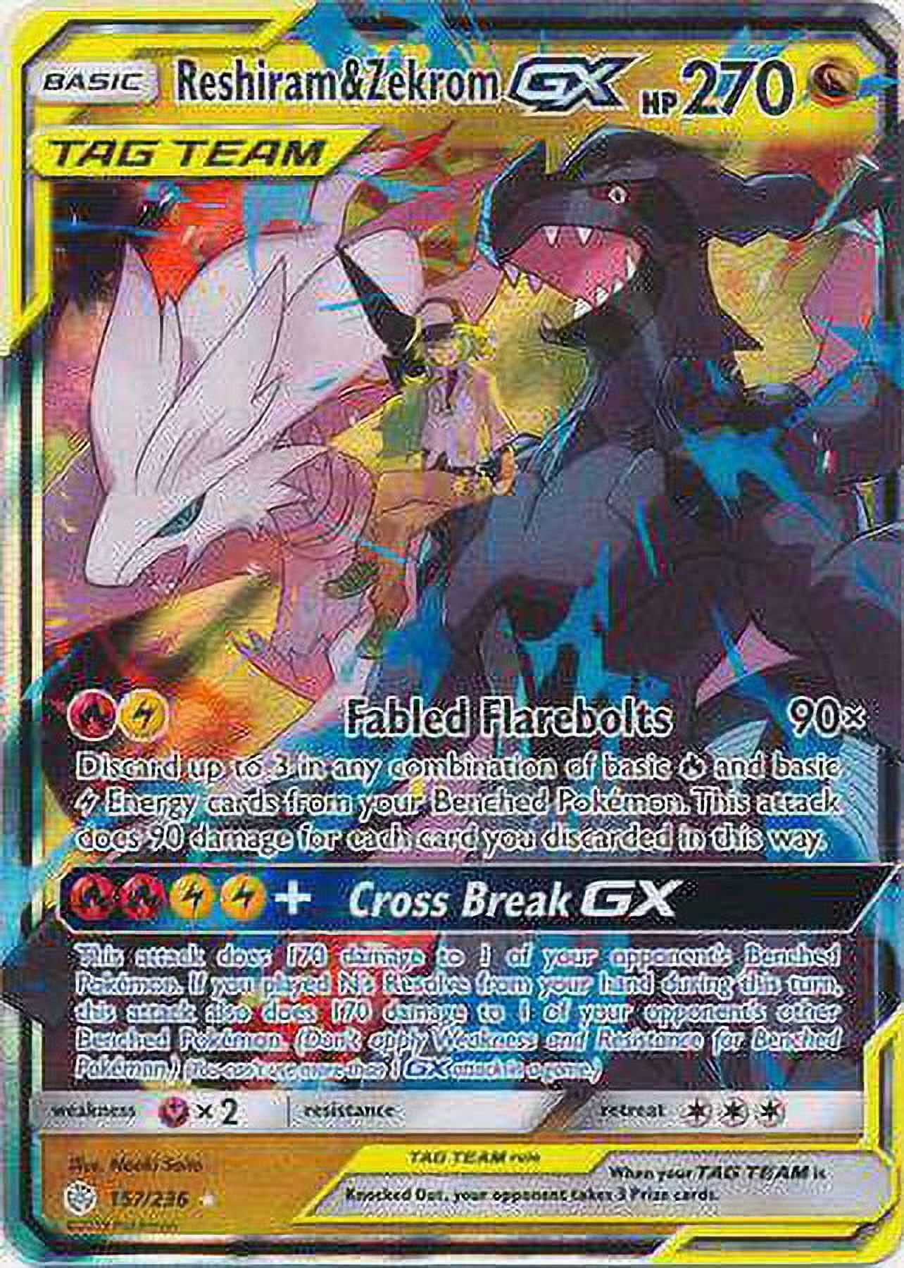 Pokemon Sun & Moon Cosmic Eclipse Ultra Rare Reshiram & Zekrom GX #157 - Walmart.com
