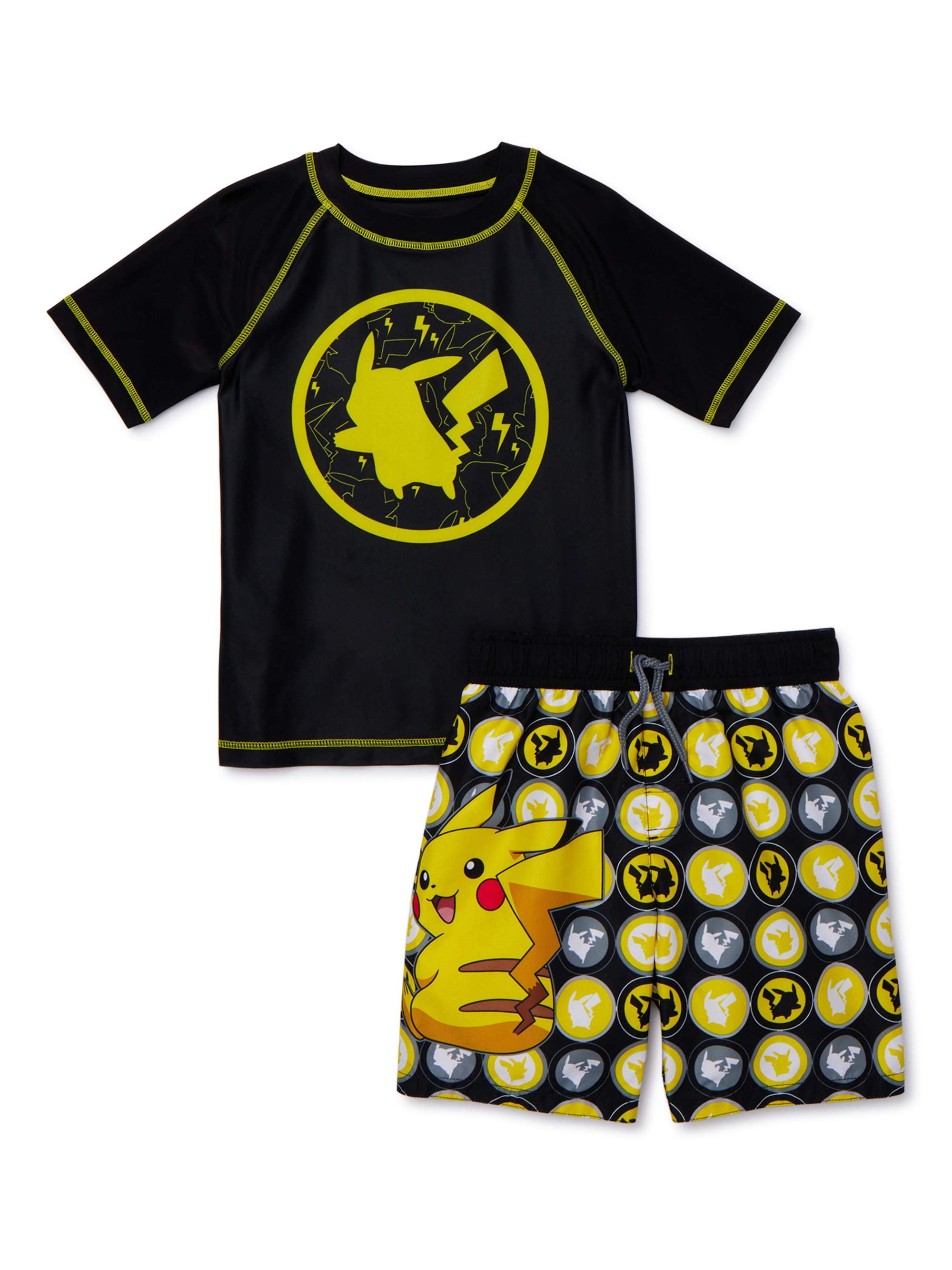 Pokemon Swim Trunks And Rash Guard Set Boy Size 7 - Walmart.com
