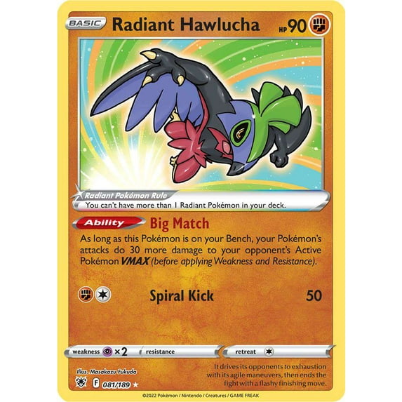 Pokemon Sword & Shield Astral Radiance Rare Radiant Radiant Hawlucha ...