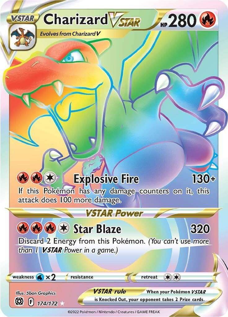 Pokemon Sword & Shield Brilliant Stars Ultra Rare Charizard VSTAR #174 ...