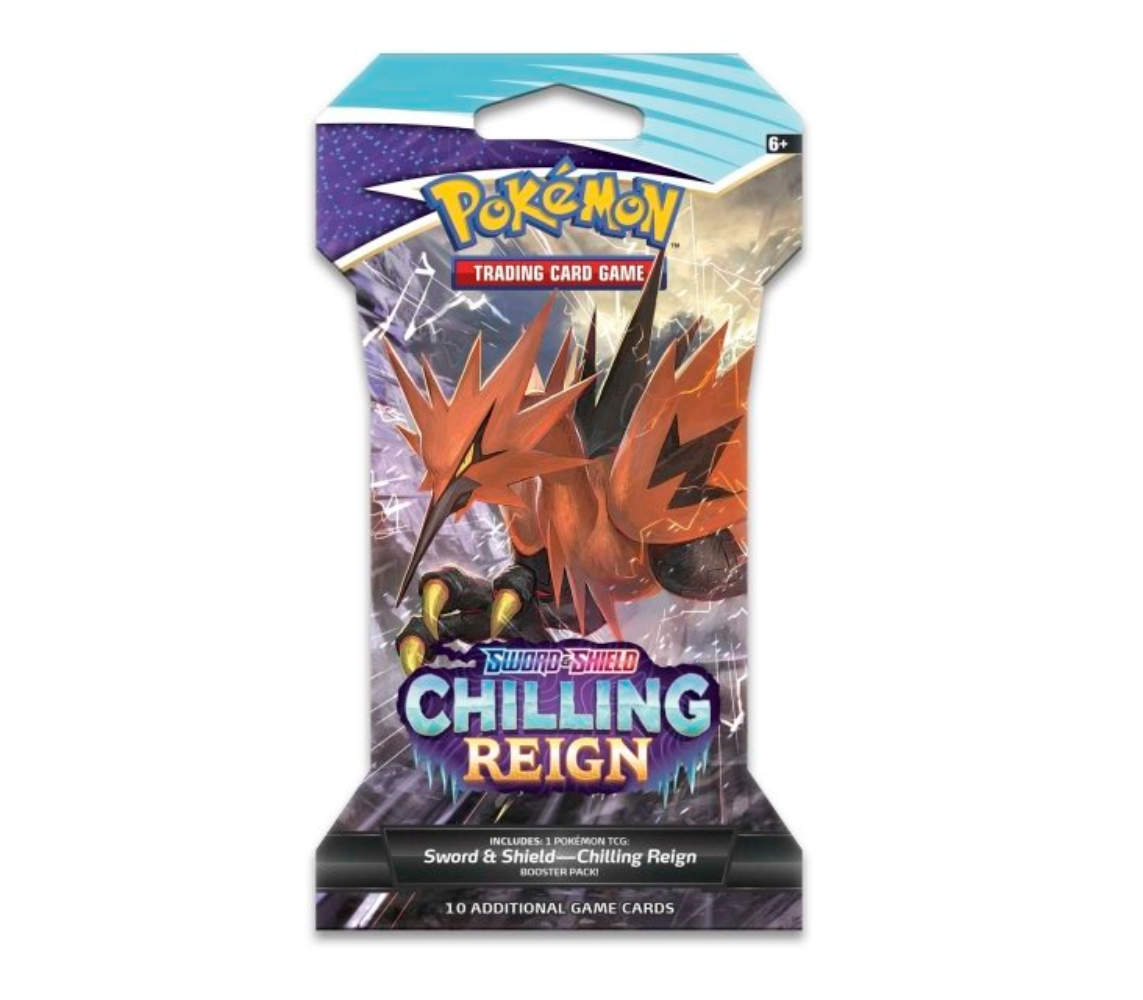 Pokemon Sword & Shield Chilling Reign Sleeved Booster | Galarian Zapdos ...